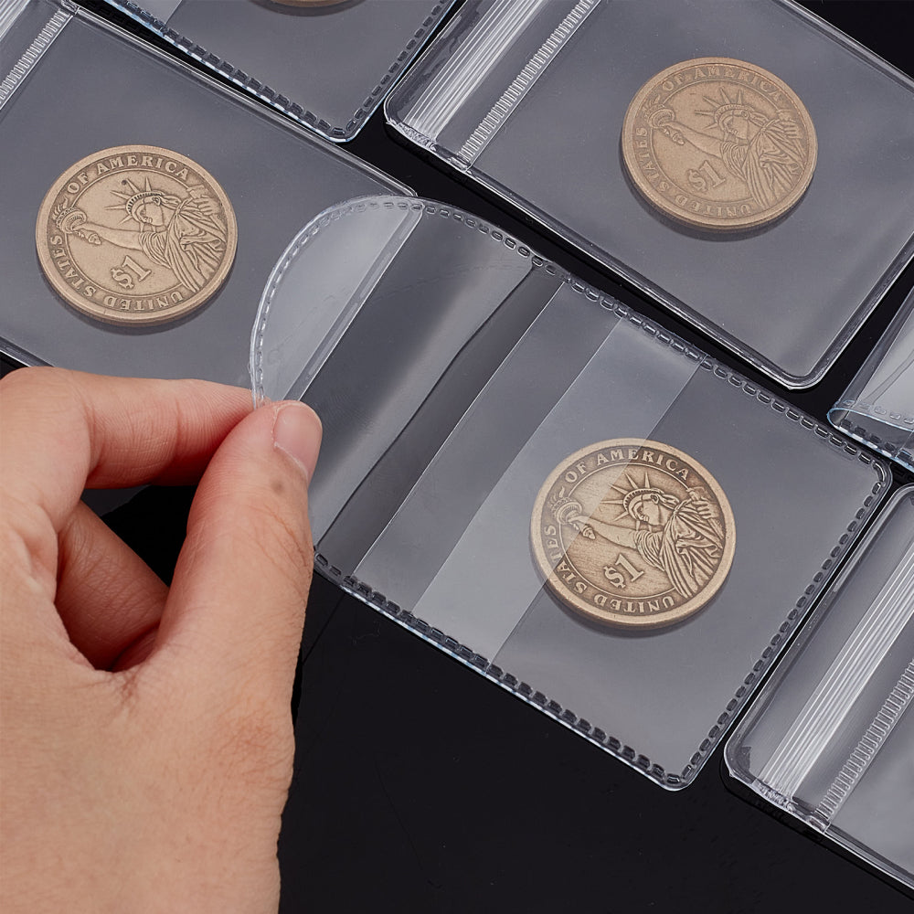 CRASPIRE 1 Bag 100 Pcs Single Pocket Coin Flips 2 Styles Individual ...