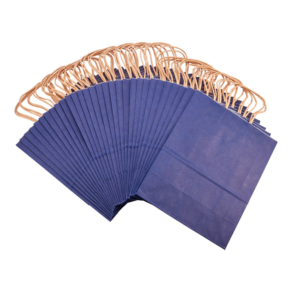 CRASPIRE 1 Set 30 PCS Kraft DarkBlue Paper Gift Bags Carrier Bags with ...