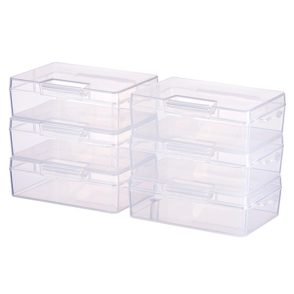 CRASPIRE 1 Box 6 pack rectangle Clear Plastic Bead Storage with Flip-Up ...